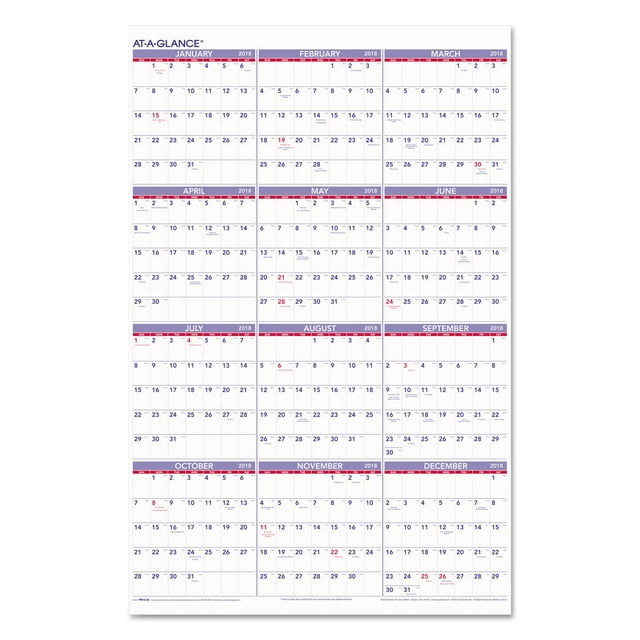 AT-A-GLANCE Yearly Wall Calendar, 24 x 36, 2018 - Walmart.com