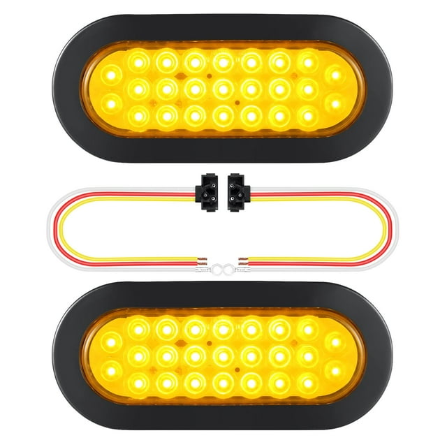 AT-HAIHAN Pack of 2 KEF16 Oval Amber LED Strobe Light with Triple Flash ...