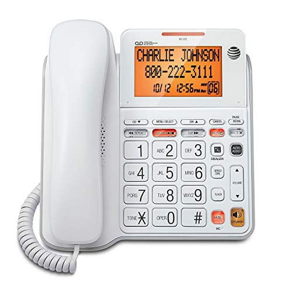 AT&T CL4940 Corded Standard Phone with Answering System and Backlit Display, White - Walmart.com