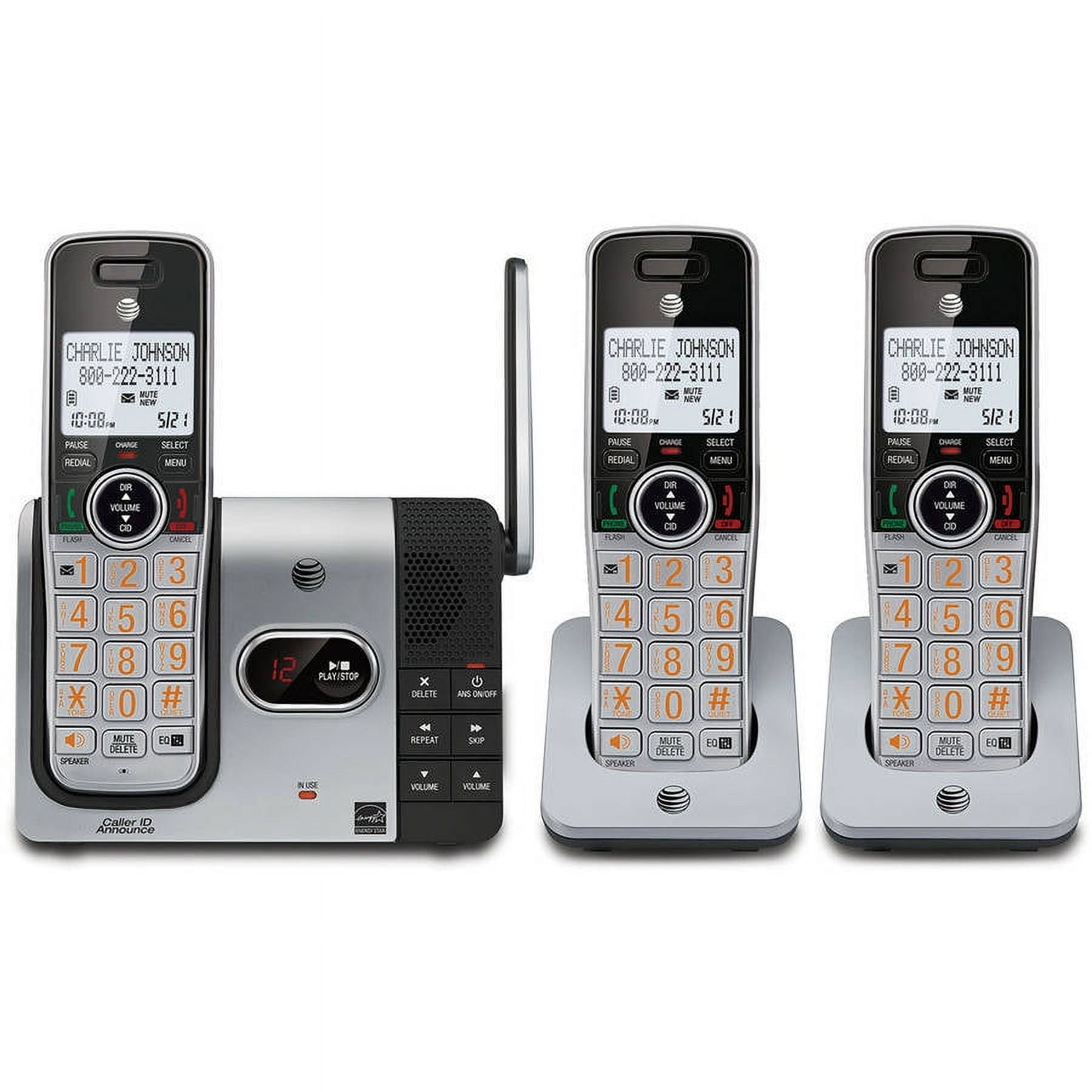 AT&T CL82314 DECT 6.0 Expandable Cordless Phone with Answering System ...