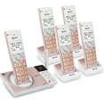 AT&T CL82557 Cordless Phone, 5 Handset System with Caller ID, Rose Gold ...