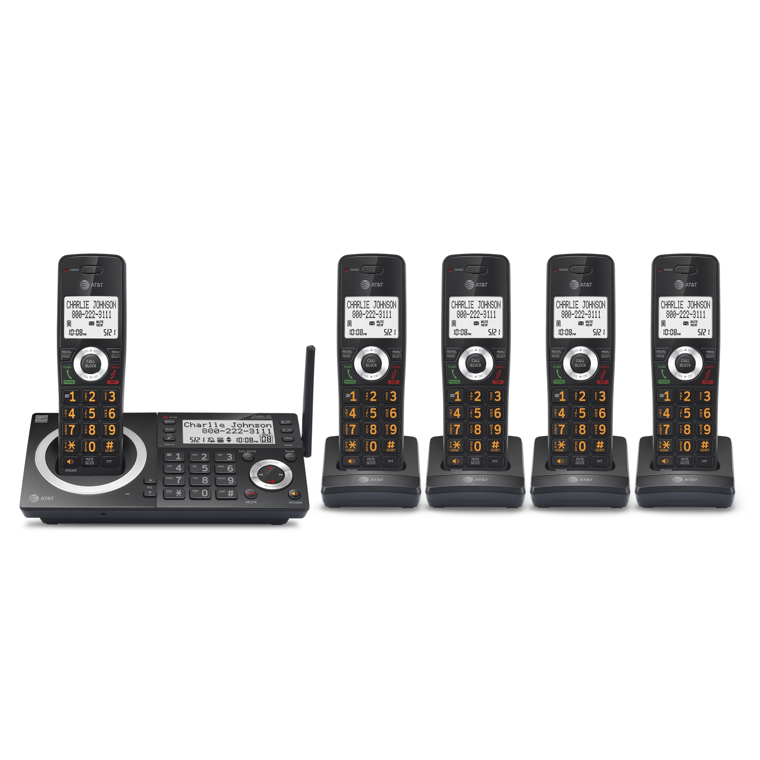 AT&T CL83519 Landline Telephone, 5 Handset Answering System with Smart ...