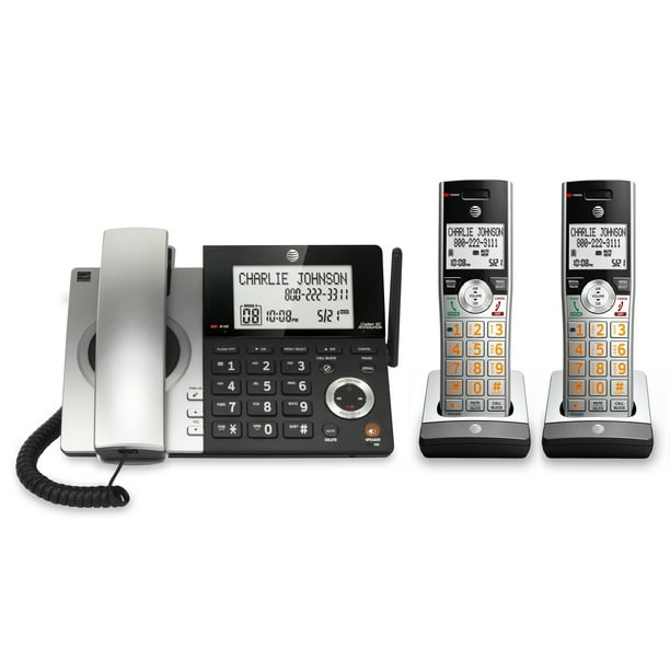 AT&T CL84207 DECT 6.0 Expandable Corded/Cordless Phone with Smart Call ...