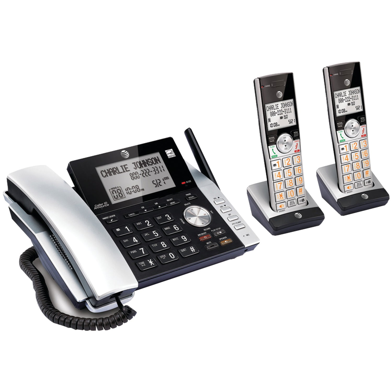 AT&T CL84215 DECT 6.0 Expandable Cordless Phone System w/ Digital ...