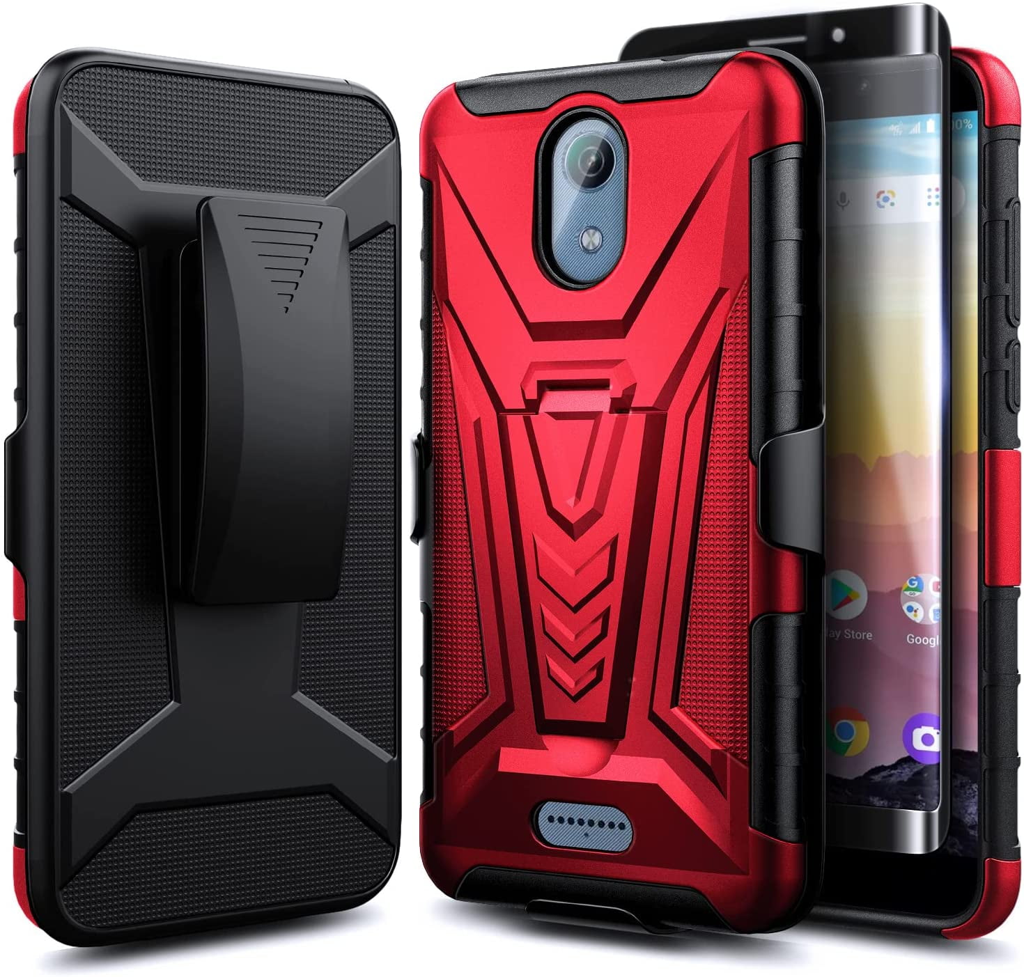 AT&T Calypso U318AA Case, Cricket Vision 3 Case with Tempered Glass ...