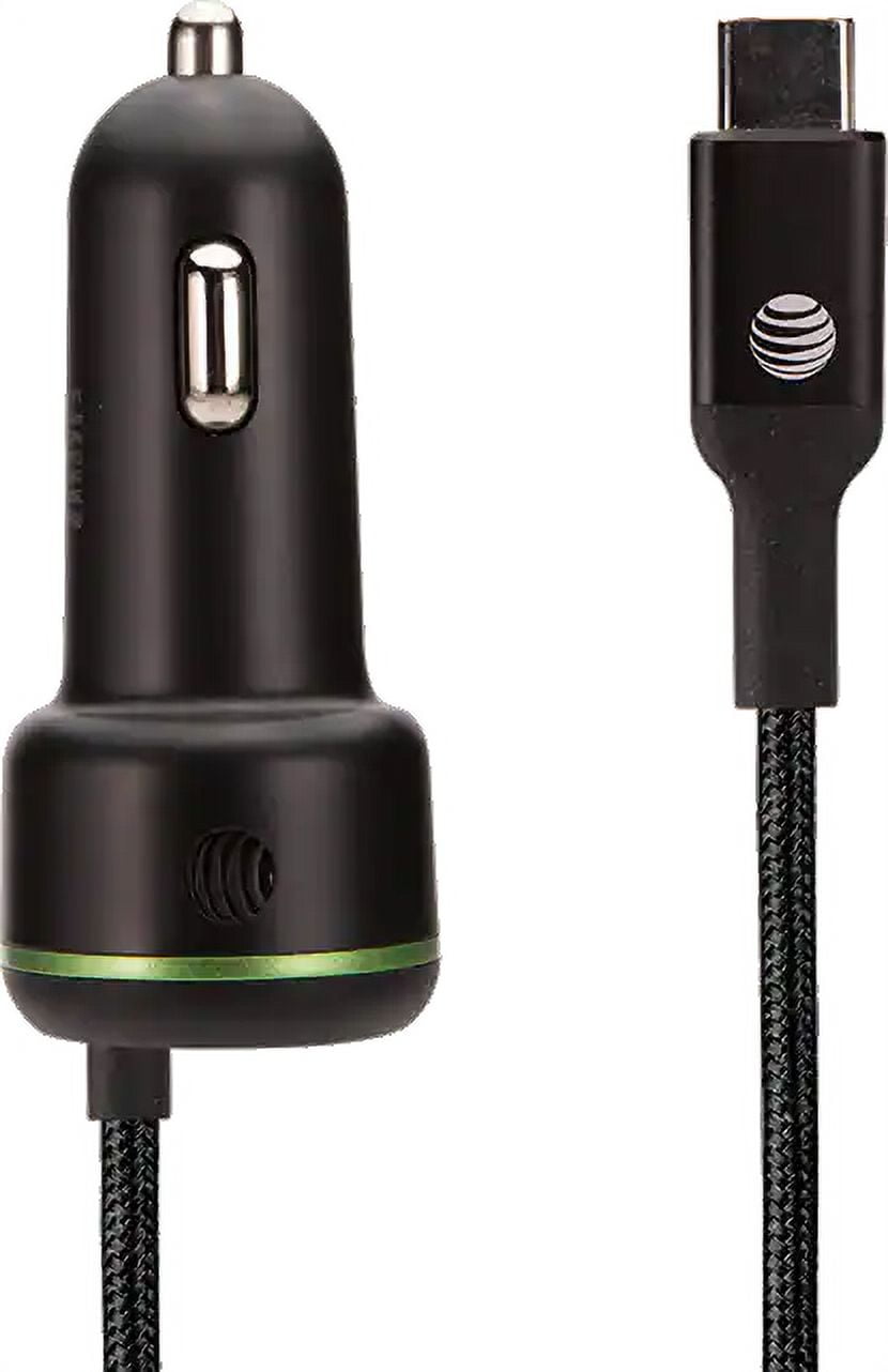AT&T Captive Cable Power Delivery Car Charger 40W with USB-C Port (USB ...