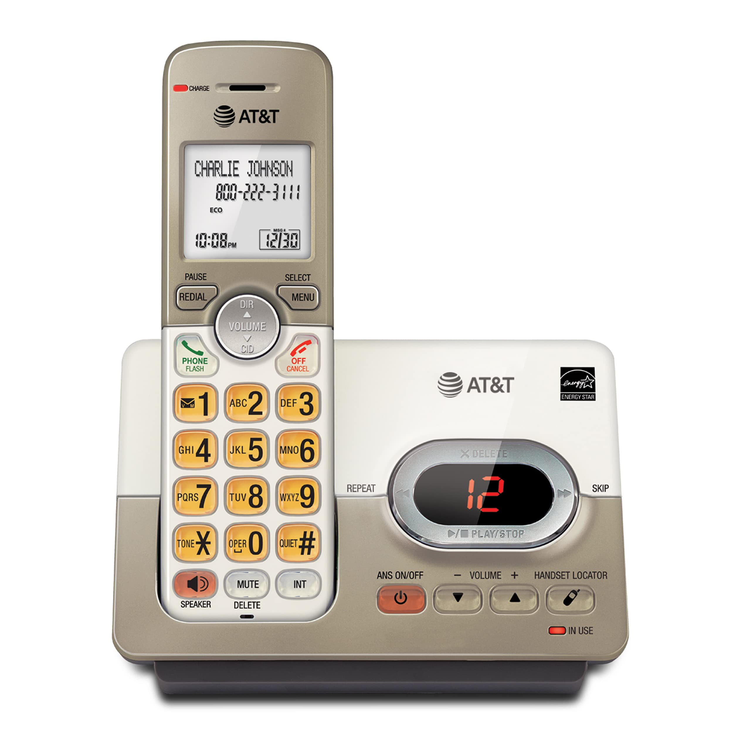 AT&T EL52113 Single Handset Expandable Cordless Phone with Answering ...