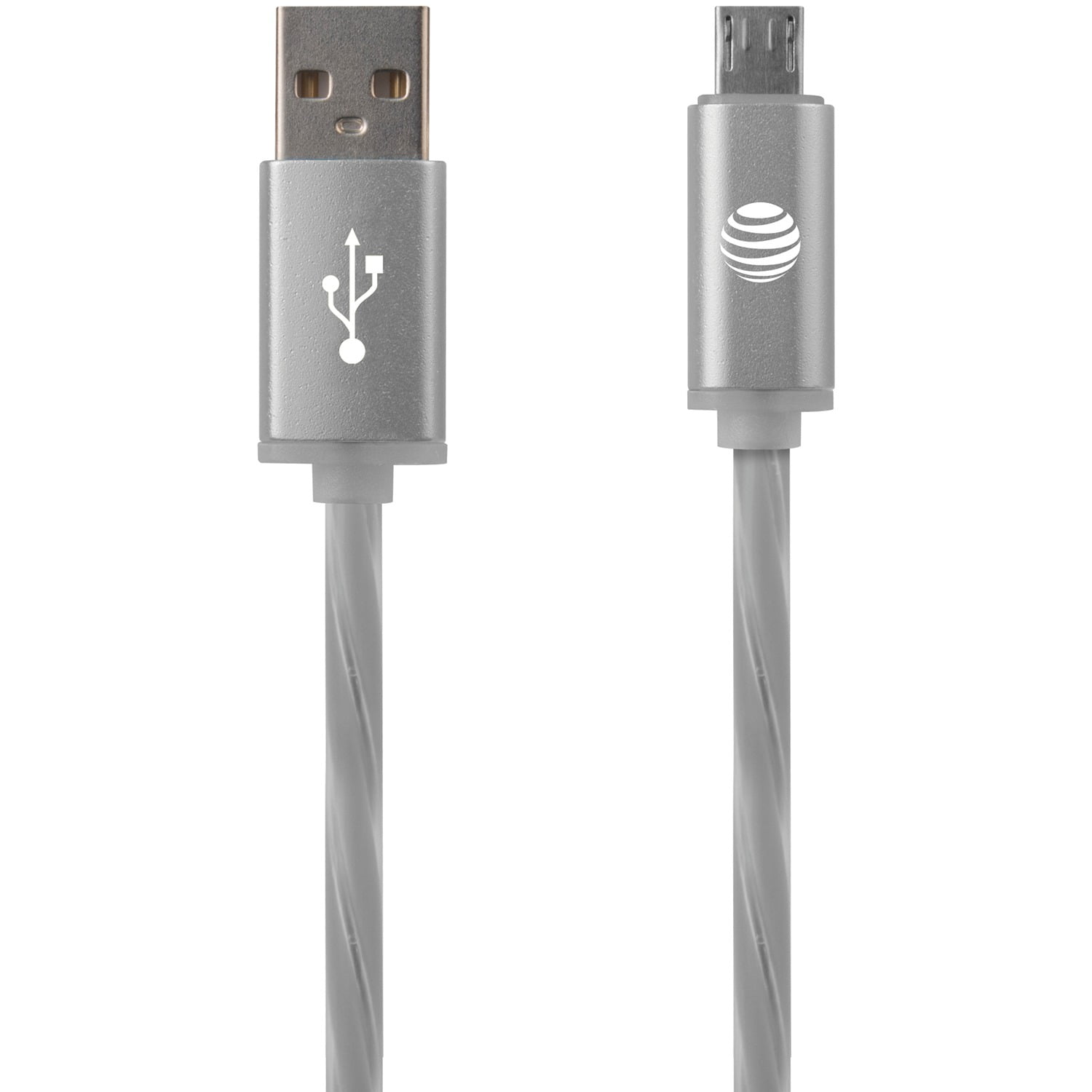 AT&T LMC03-SLV Illuminated USB to Micro-USB Cable, 3ft (Silver ...