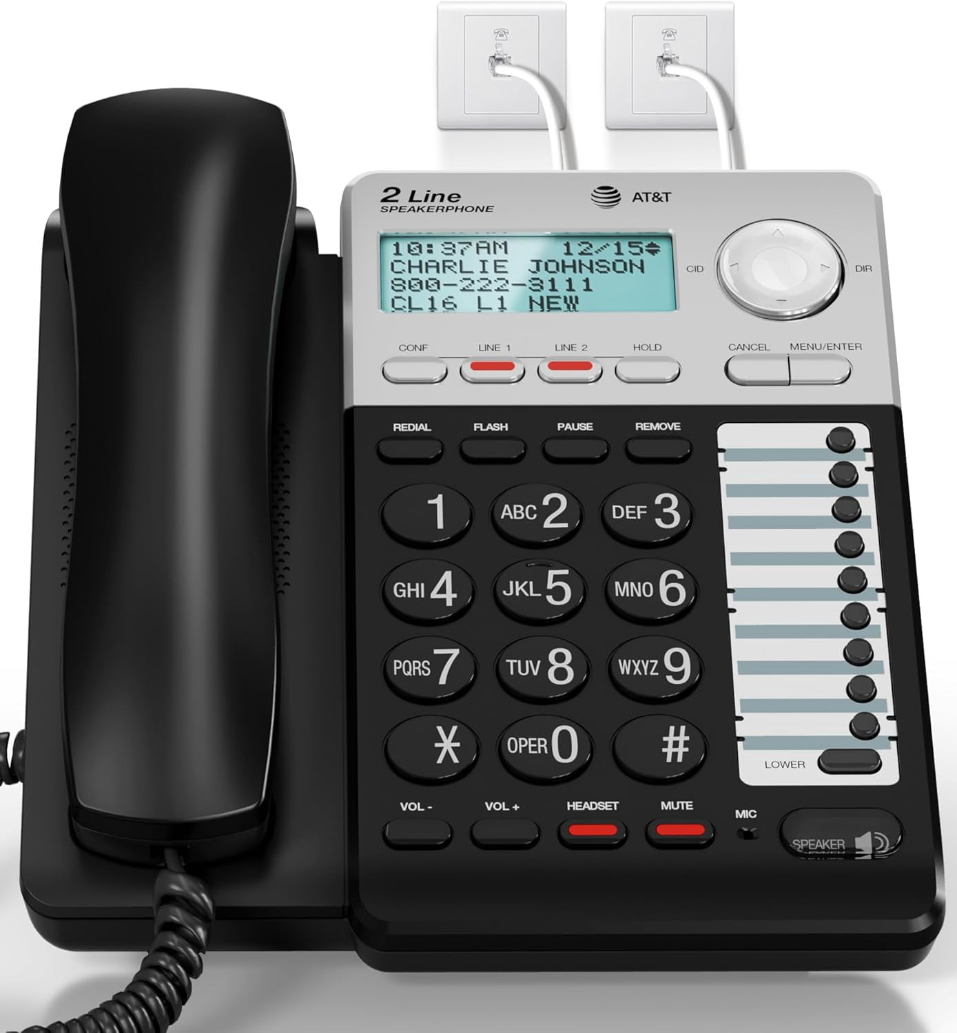 AT&T ML17929 2-Line Corded Telephone, Black - Walmart.com