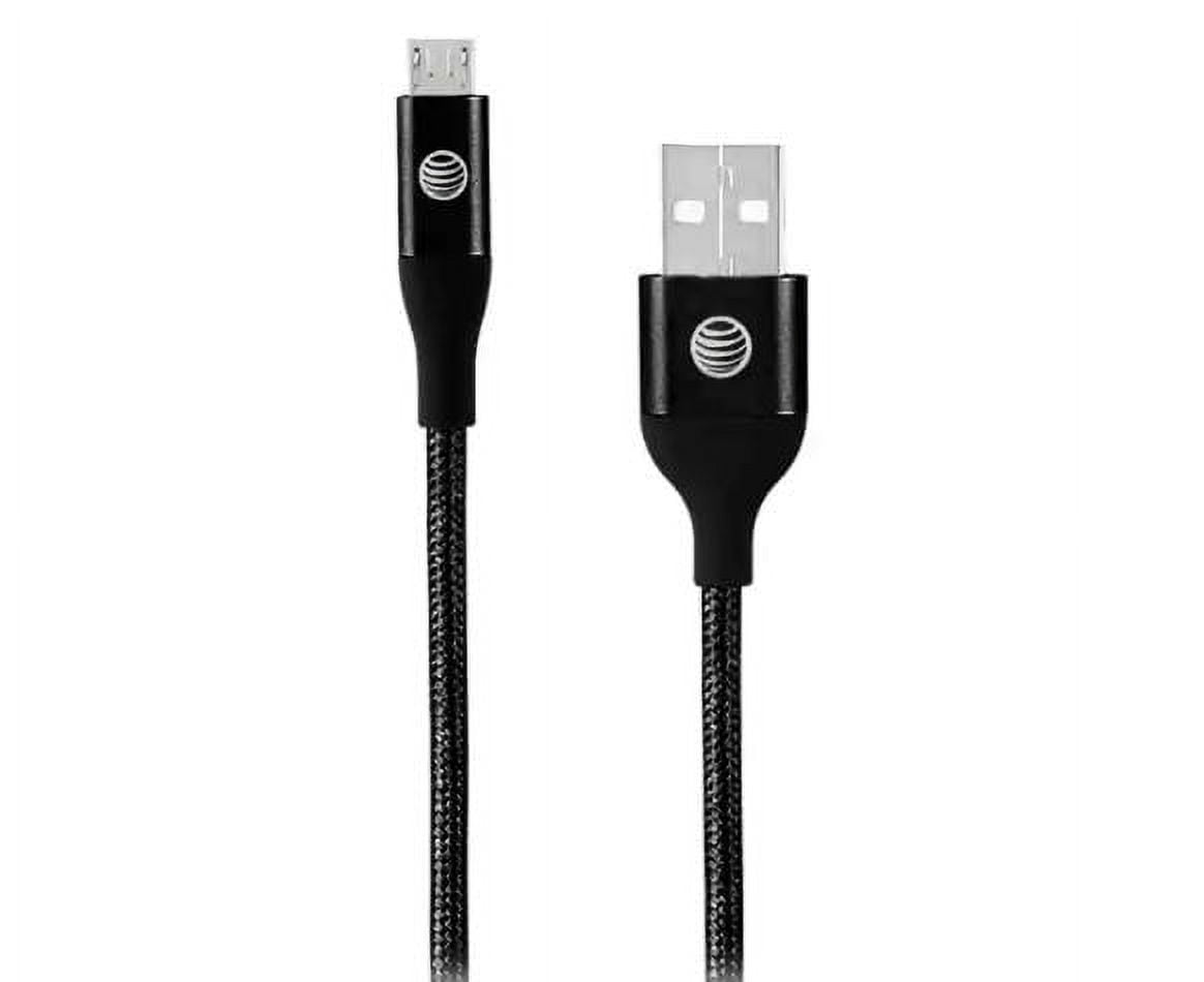 AT&T Micro Charge-Sync Braided Cable - Black - 6ft - Walmart.com