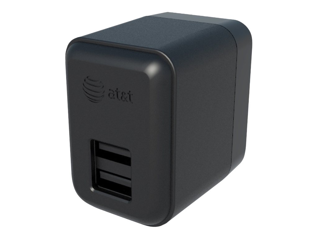 AT&T - Power adapter - 3.1 A - 2 output connectors (USB) - black ...