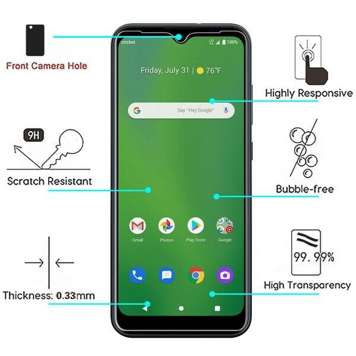 AT&T Radiant Max Screen Protector Tempered Glass [9H Hardness] [Ultra ...