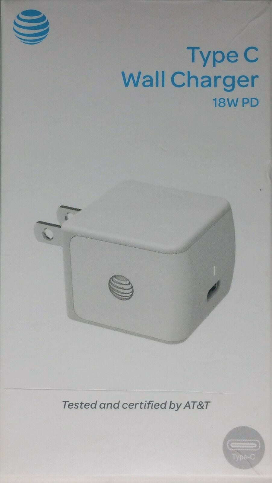 AT&T TYPE C Wall Charger Adapter 18W PD in White - Walmart.com