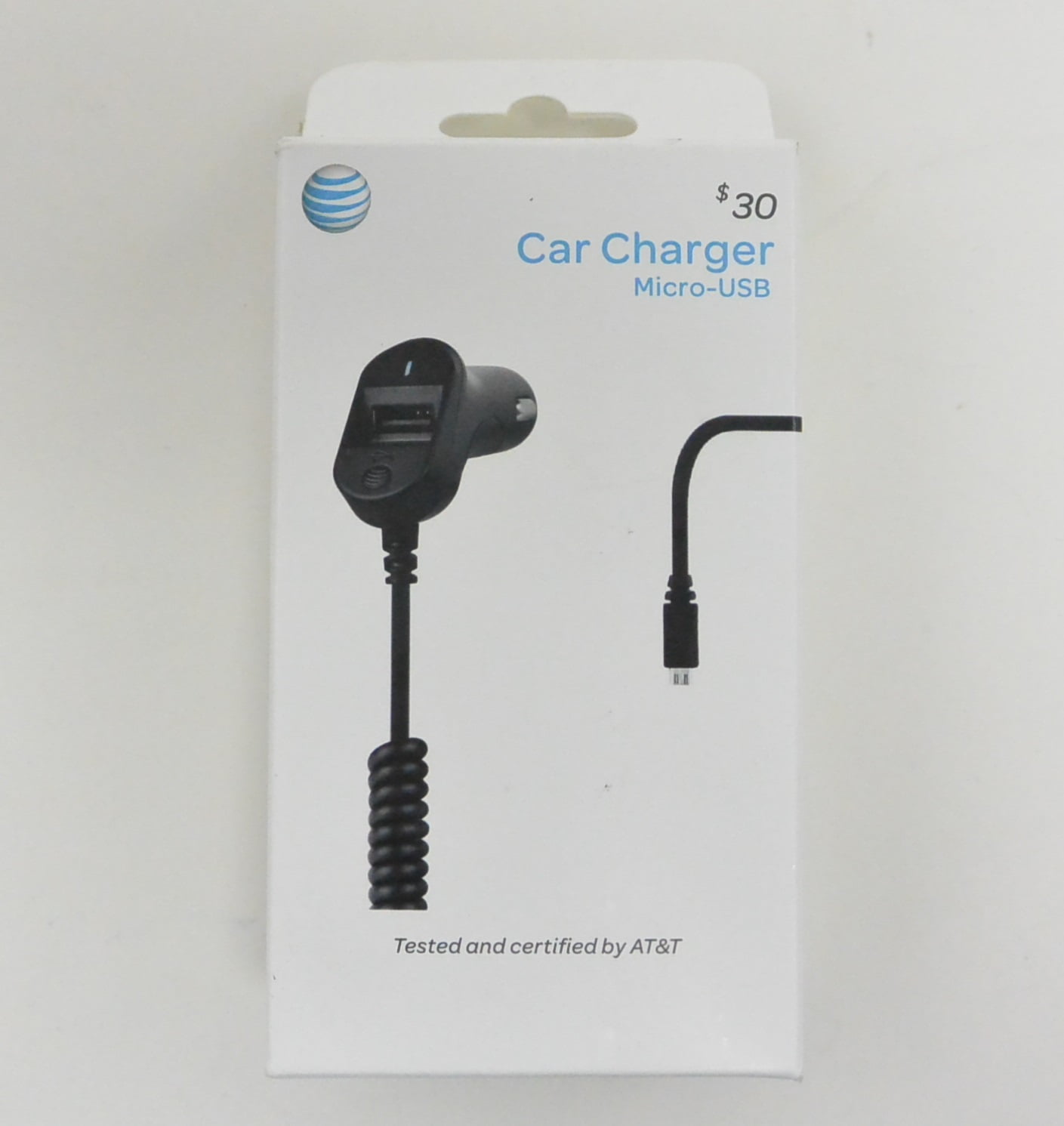 AT&T Universal 3.4A Coiled Micro-USB Car Charger with Extra USB Port ...