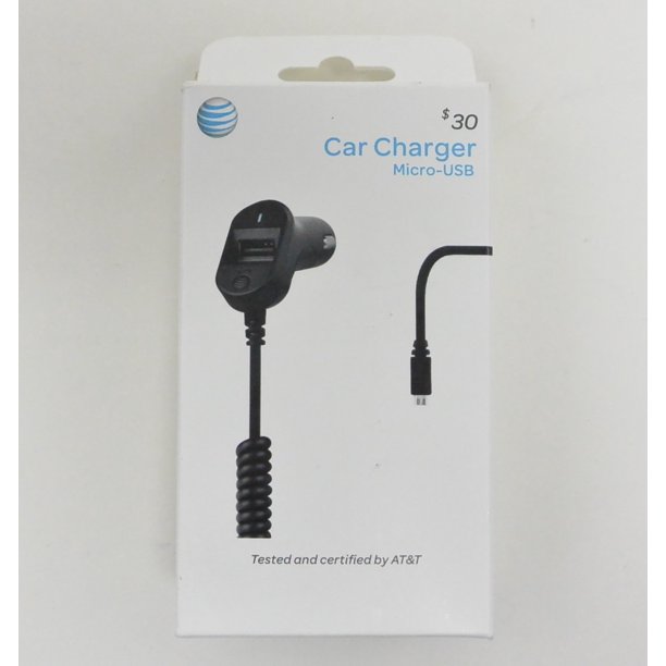 AT&T Universal 3.4A Coiled Micro-USB Car Charger with Extra USB Port ...