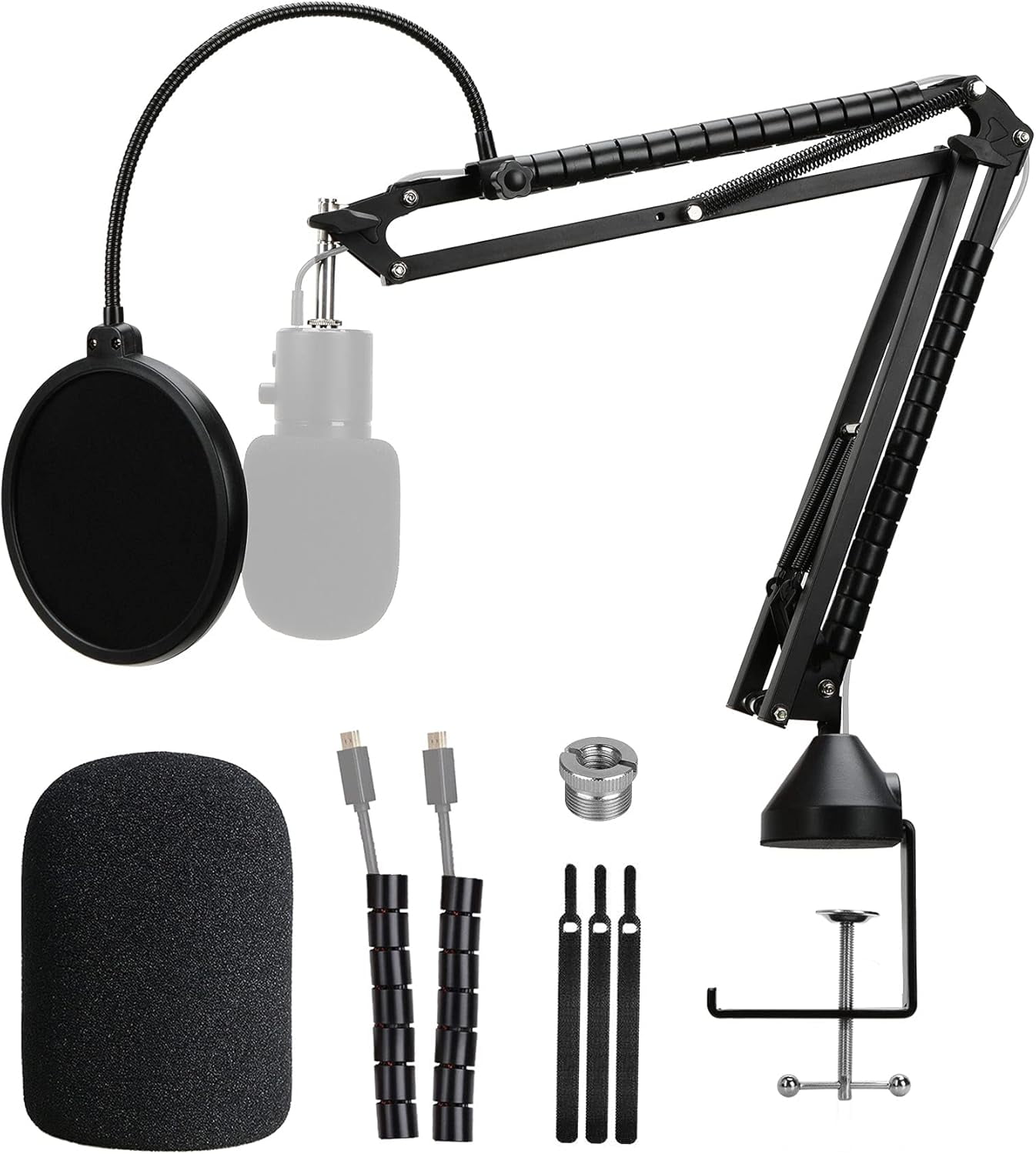 AT2020 Mic Stand with Pop Filter - Professional Microphone Boom Arm ...