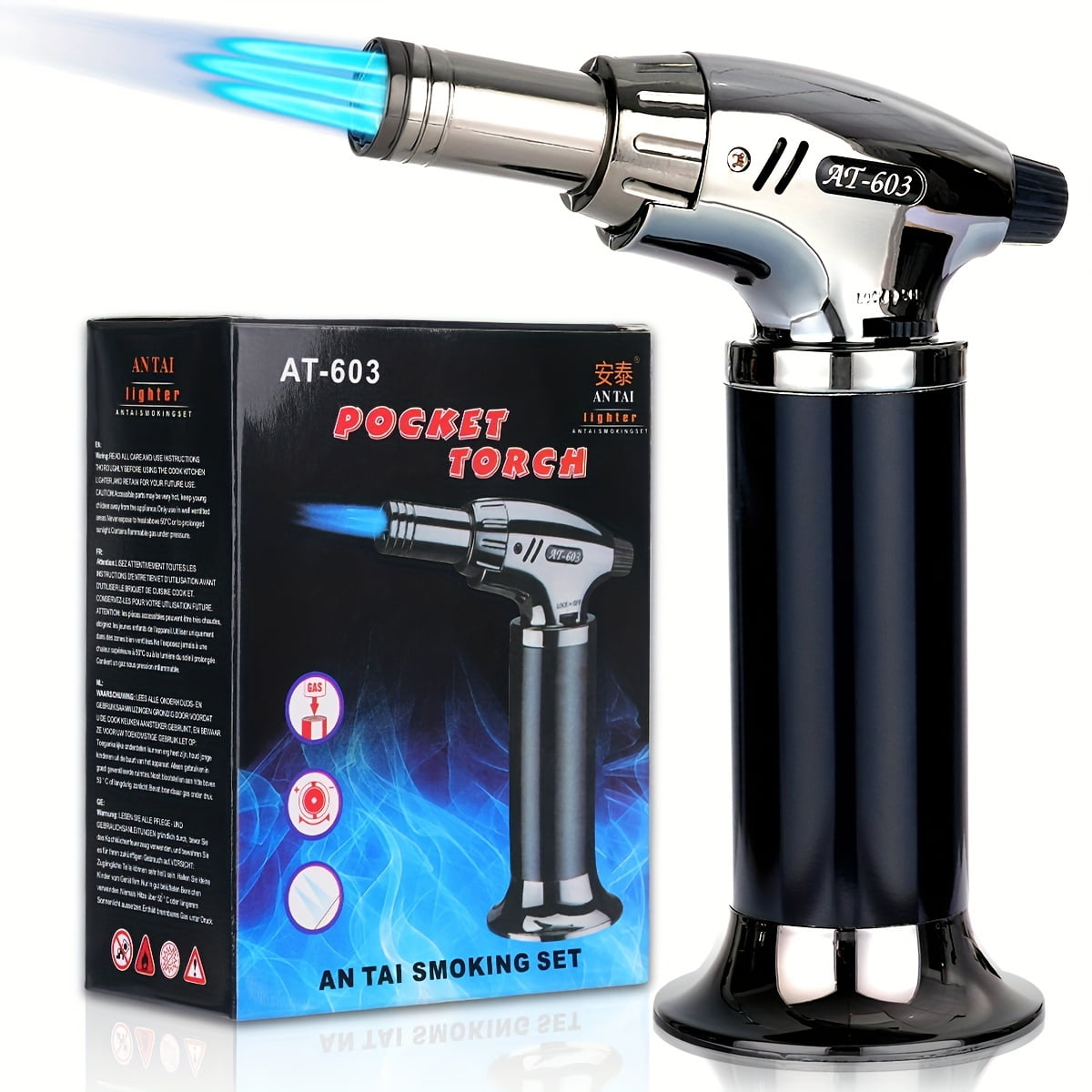 AT603 Professional Heavy-Duty Butane Torch Lighter - Triple Flame ...
