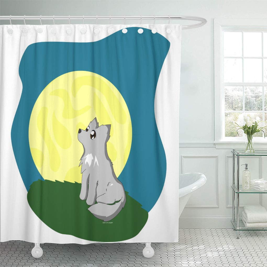 ATABIE Cartoon Cute Scruffy Wolf Moon Gu Fuzzy Anime Manga Shower ...