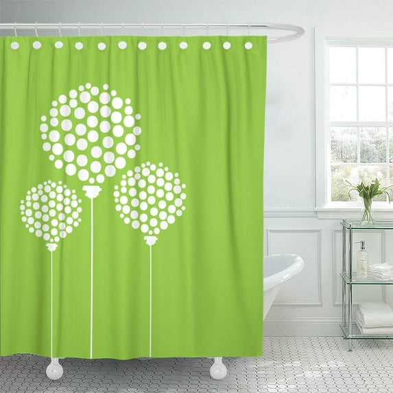 ATABIE Field Green Dots Abstract Dandelion Flowers Black Simple Shape ...