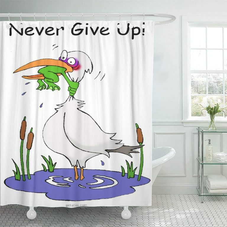 Never Give Up Poster Frog Choking Bird