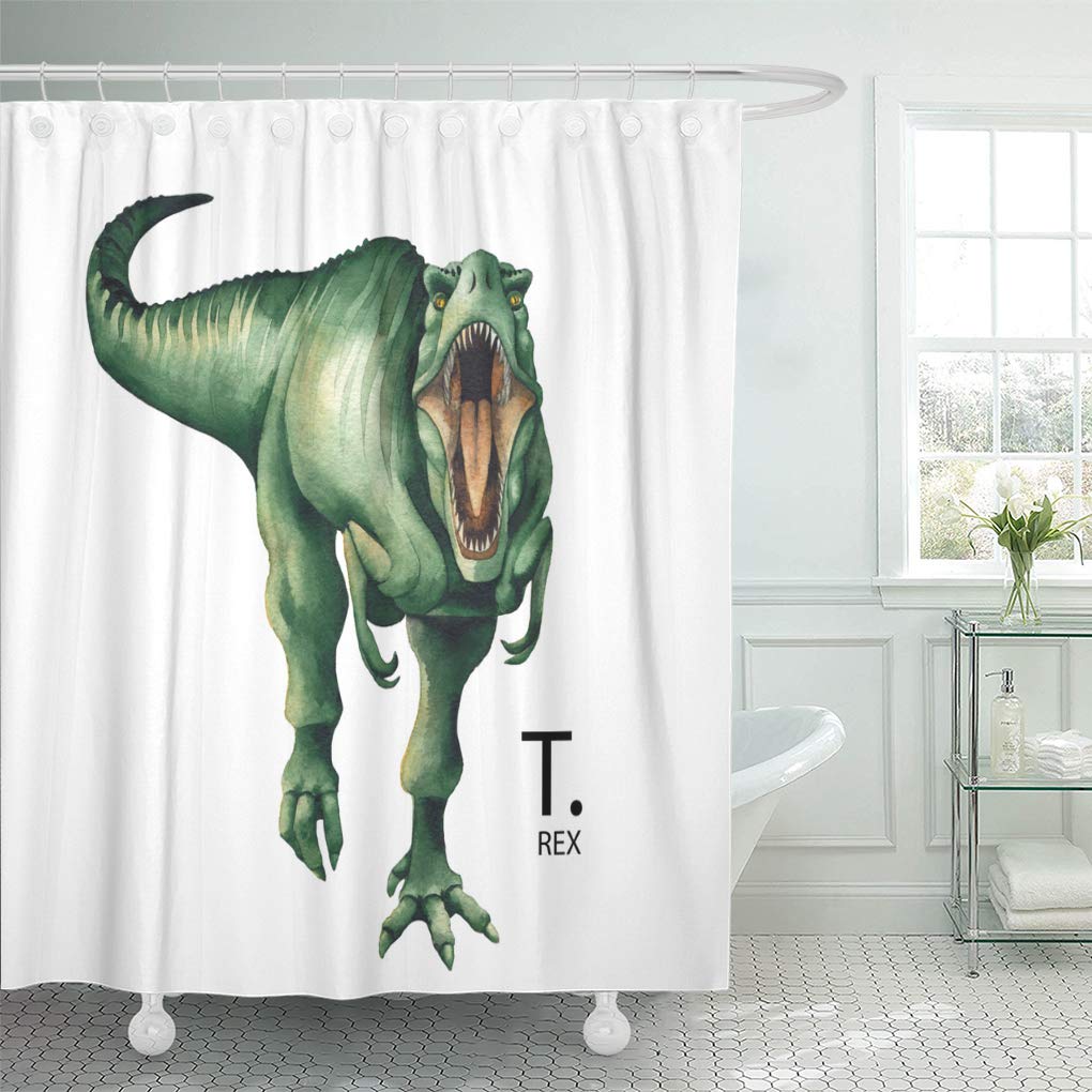 ATABIE Green Ancient Watercolor Tyrannosaurus Rex Hand Dinosaur White ...