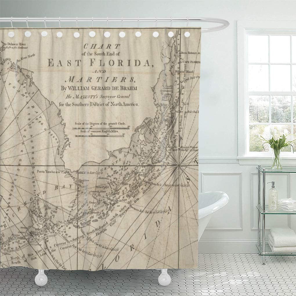ATABIE Old Vintage Map of The Florida Keys Historical Cartograph Shower ...