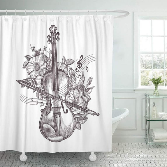 ATABIE Orchestra Vintage Fiddle Retro The Violin and Flowers Vector ...