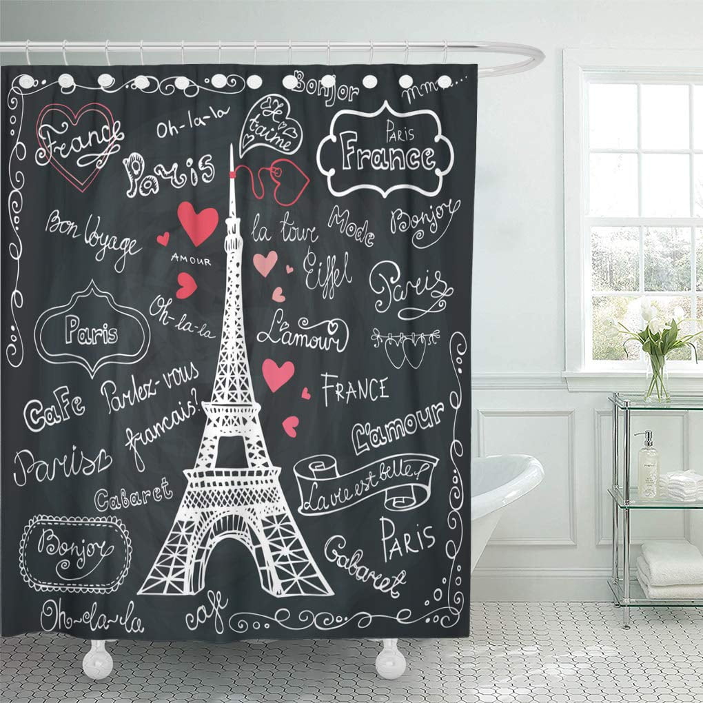 ATABIE Paris Symbols Lettering Doodle Sketchy Badges Border French ...