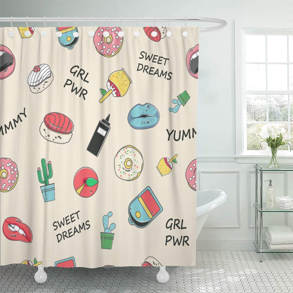 ATABIE Vector Seamless Pattern Trendy Teenage Patch Icon in Pastel ...