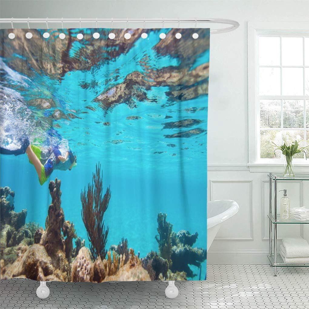 ATABIE White Snorkeling Teenage Boy Swimming Underwater in Shallow ...