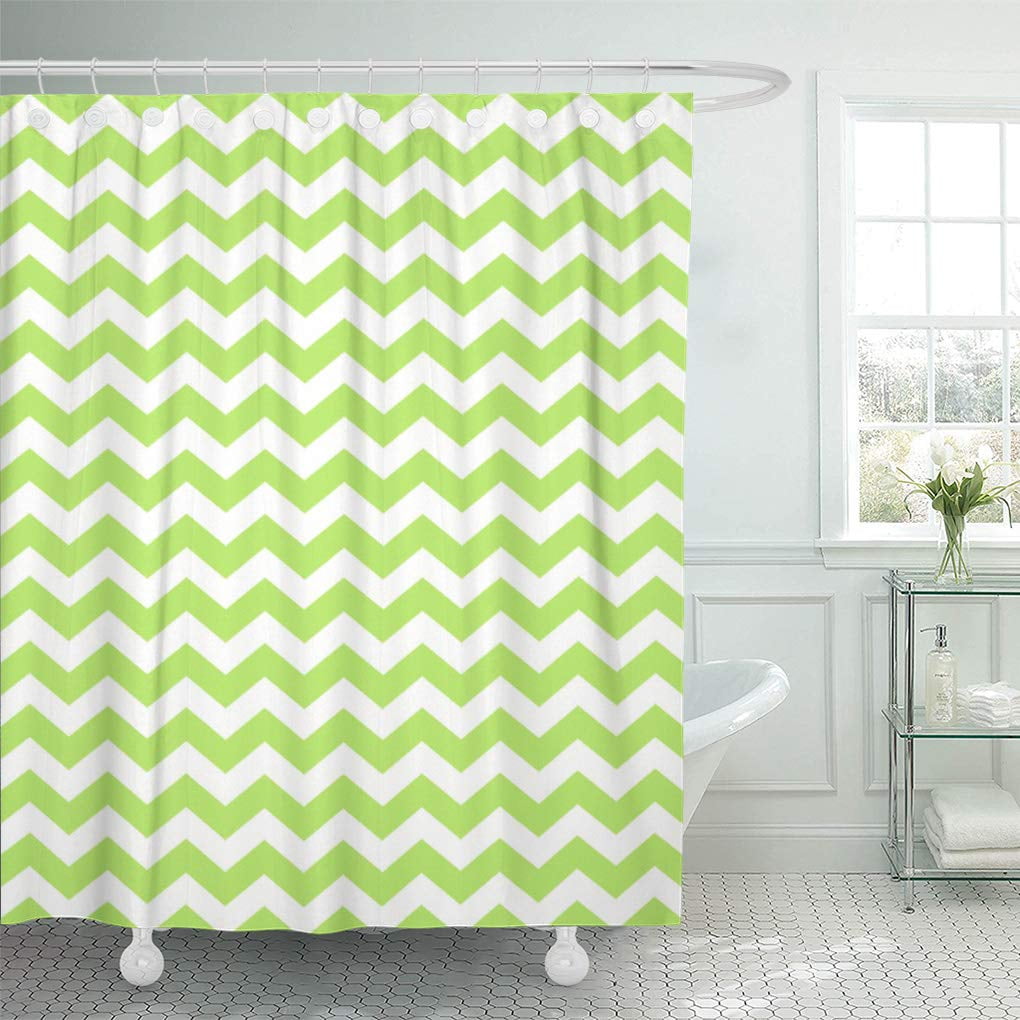 ATABIE Zigzag Modern Green and White Chevron Cool Bold Chartreuse ...