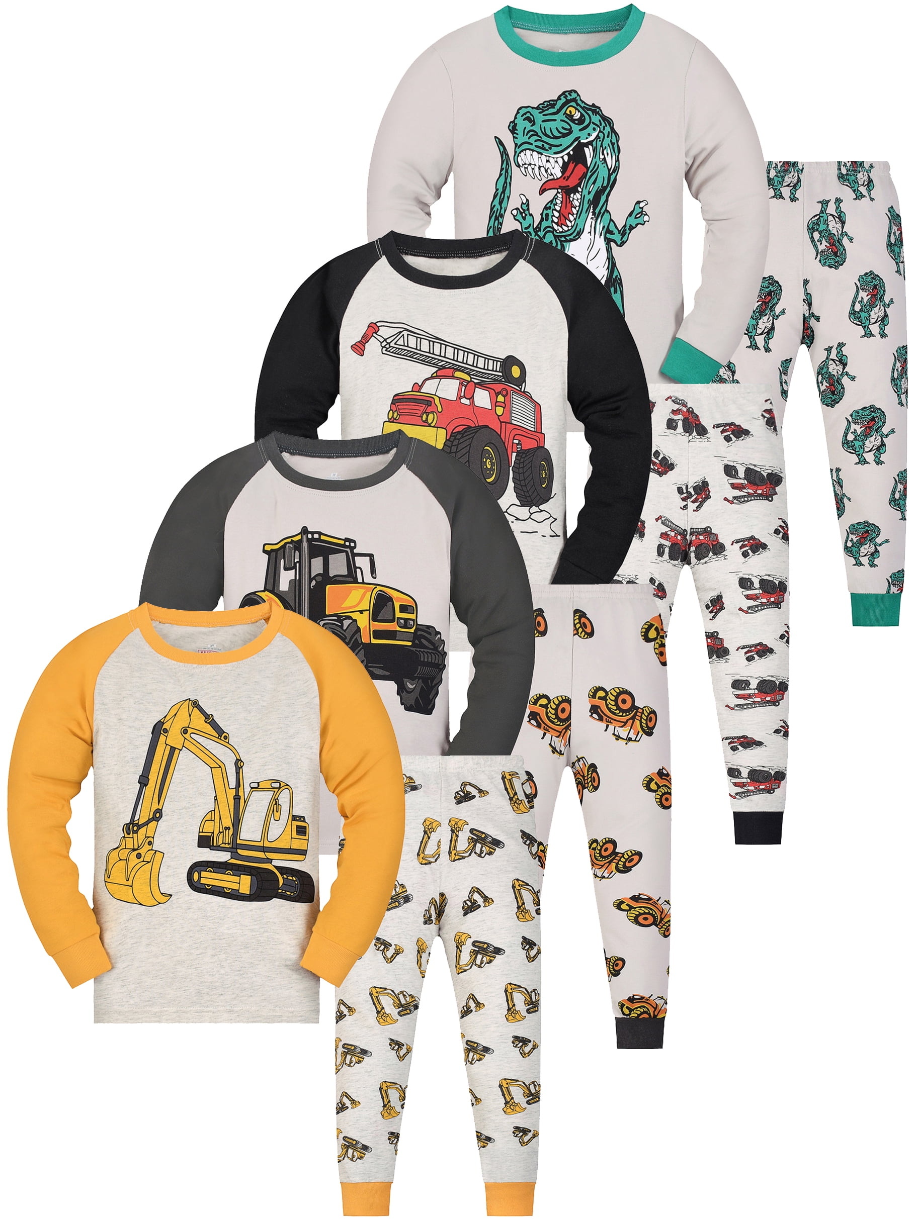 ATAIKU 2-9Y Toddler Boys Excavator Pajamas Kids 2-Piece Pjs Long Sleeve ...