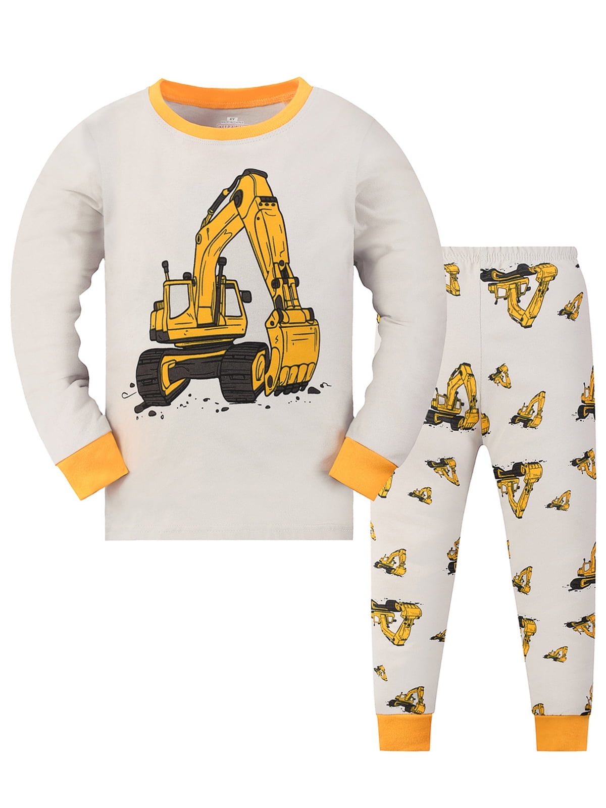 ATAIKU 2-9Y Toddler Boys Pajamas Kids 2-Piece Pjs Baby Excavator Long ...