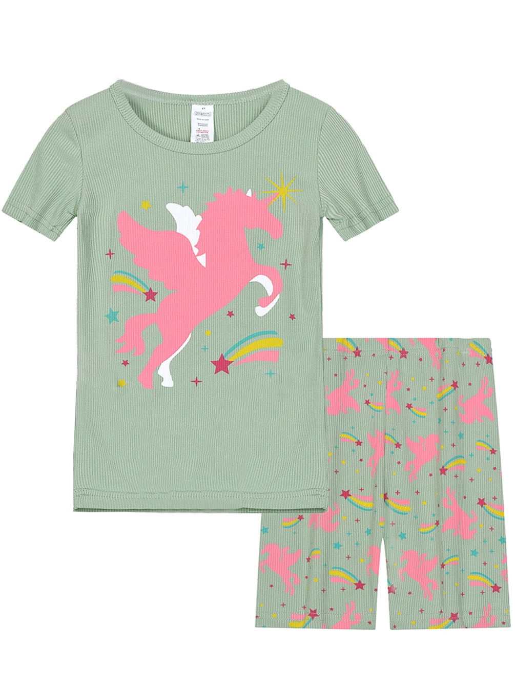 ATAIKU 3-9Y Little Girls Unicorn Pajamas Short Sleeve Pjs Kids Summer 2 ...