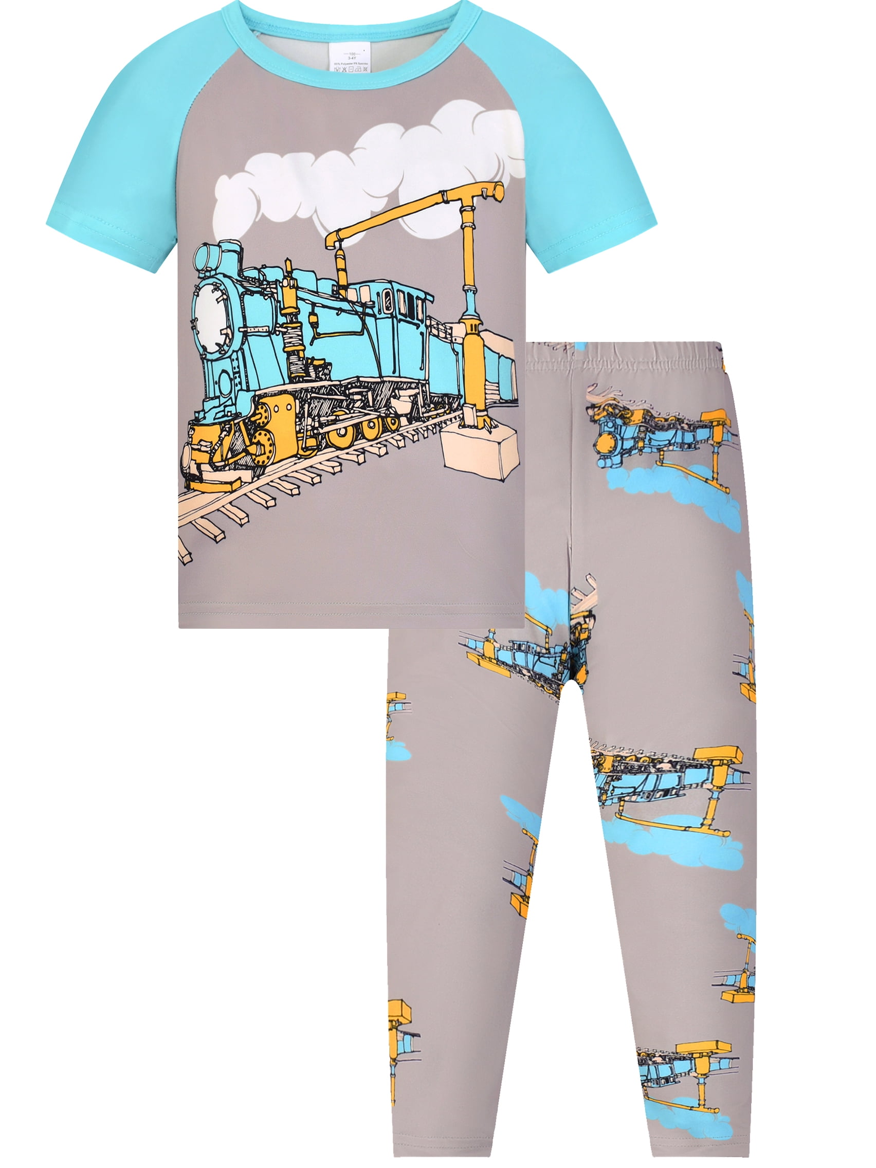 ATAIKU 3D HD Printed 3-12Y Little Boys Train 2-Piece Pajamas Set Kids ...