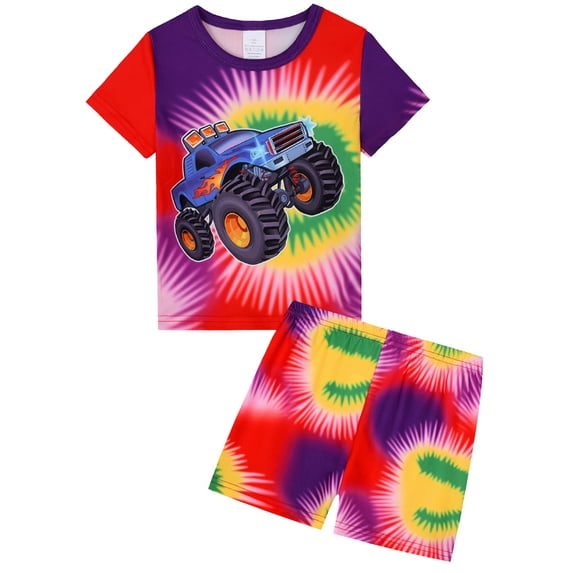 ATAIKU 3D HD Printed 3-12Y Little Boys Truck 2-Piece Pajamas Set Kids ...