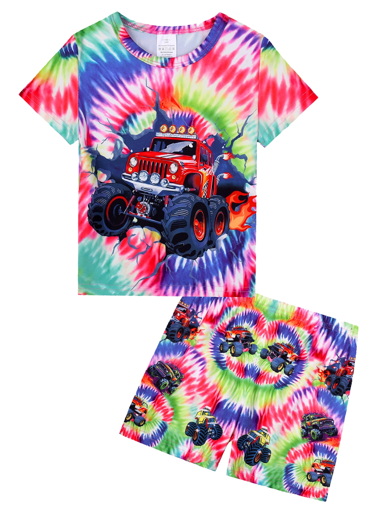 ATAIKU 3D HD Printed 3-12Y Little Boys Truck 2-Piece Pajamas Set Kids ...