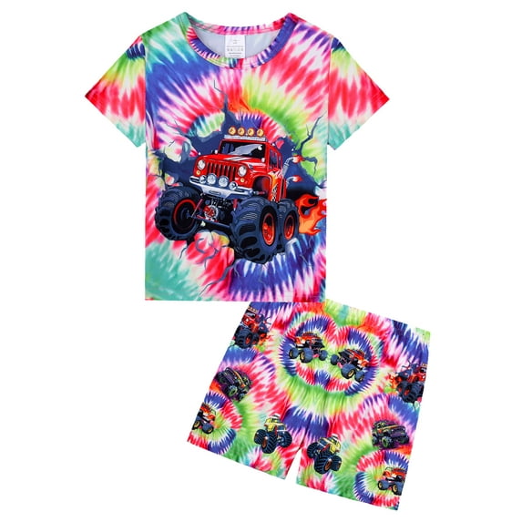 ATAIKU 3D HD Printed 3-12Y Little Boys Truck 2-Piece Pajamas Set Kids ...