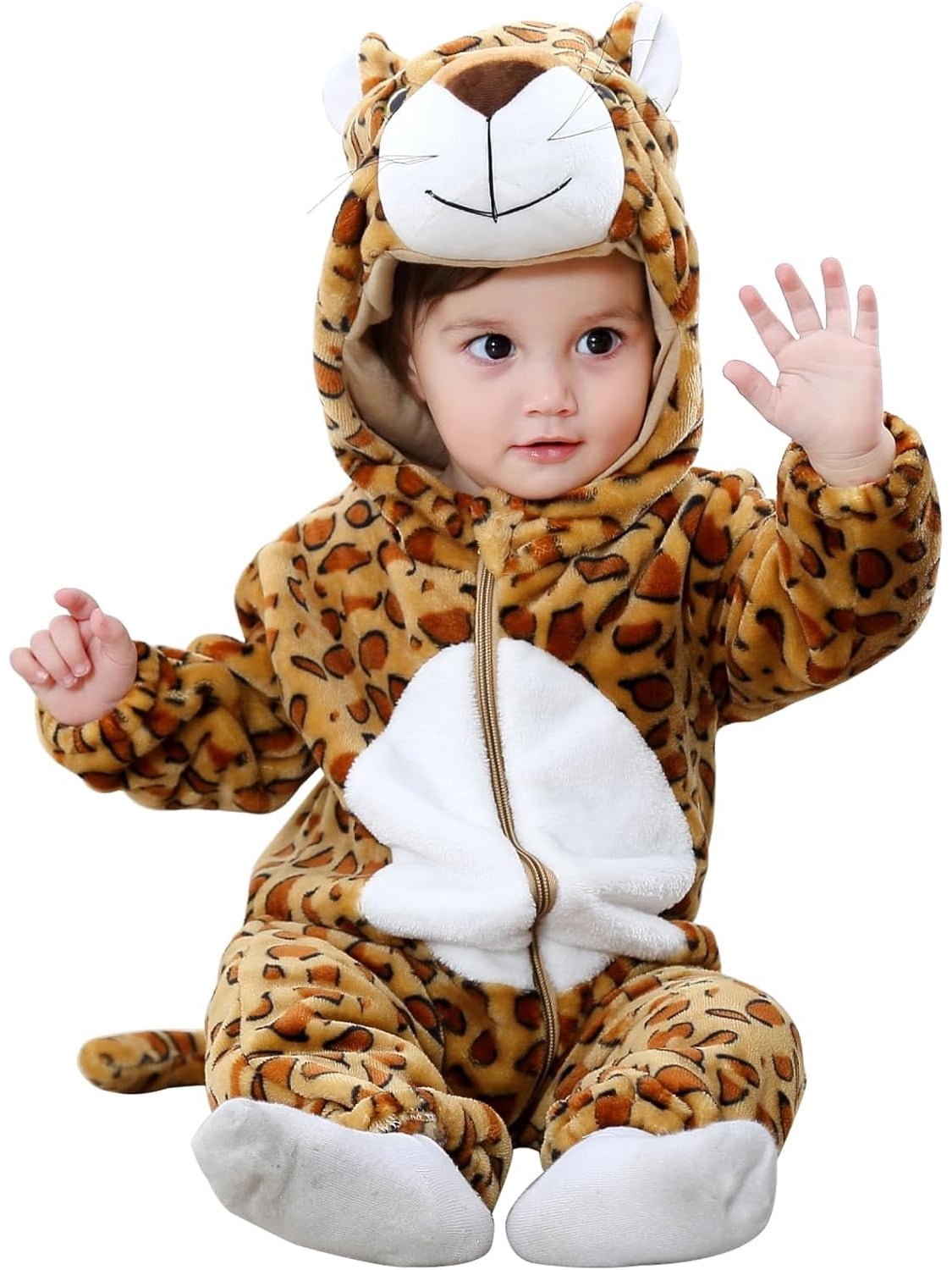 ATAIKU Baby Animal Leopard Onesie Flannel Hooded Romper for Infant ...