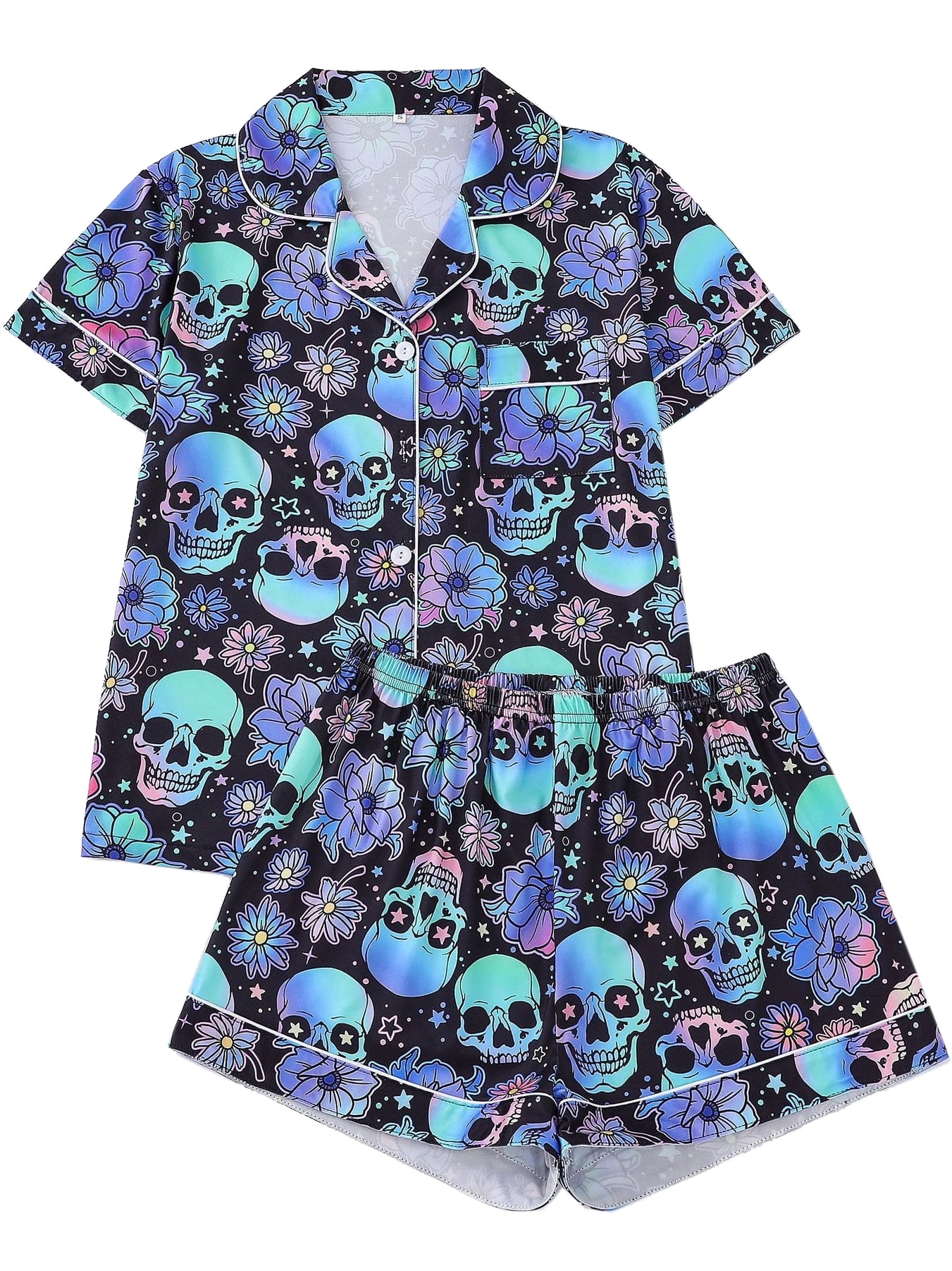 ATAIKU Halloween Silk Satin Pajama Set for Women 2 Piece Lounge Pjs ...