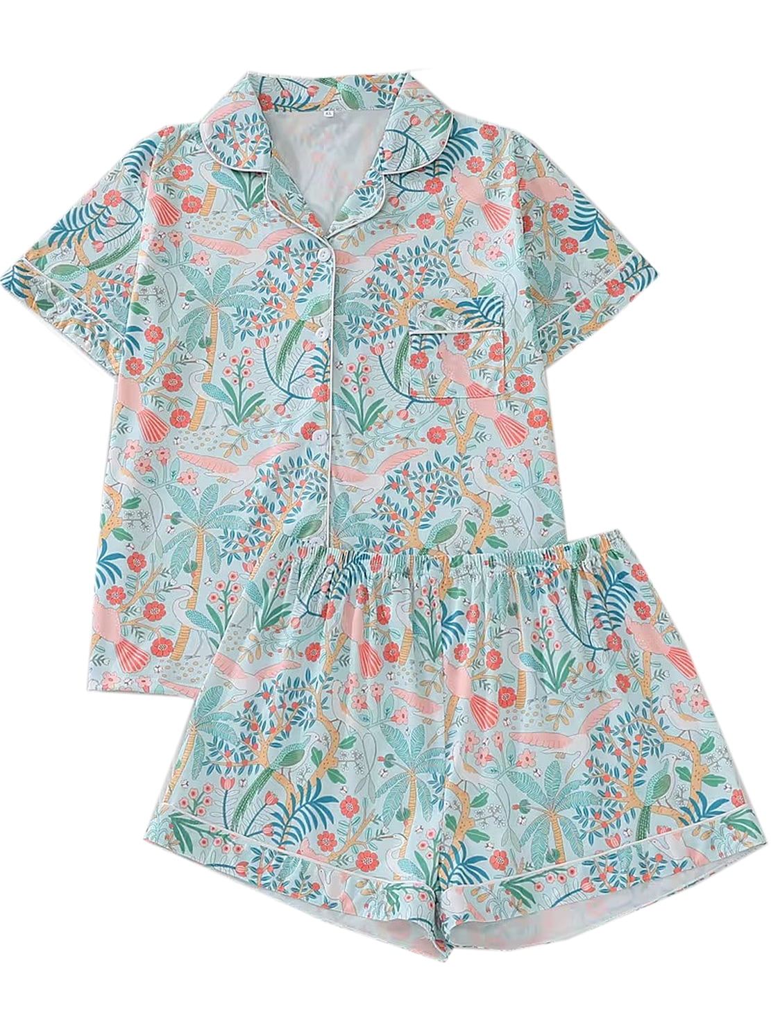 ATAIKU S-XXL Floral Pajamas Set for Women 2 Piece Lounge Set Short ...