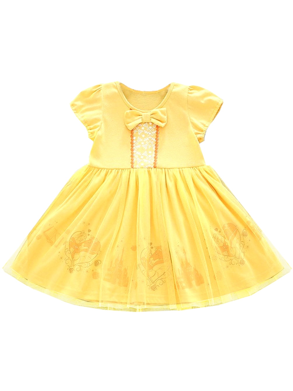 ATAIKU Yellow Princess Dress Up for Girls Sequin Tulle Birthday Party ...