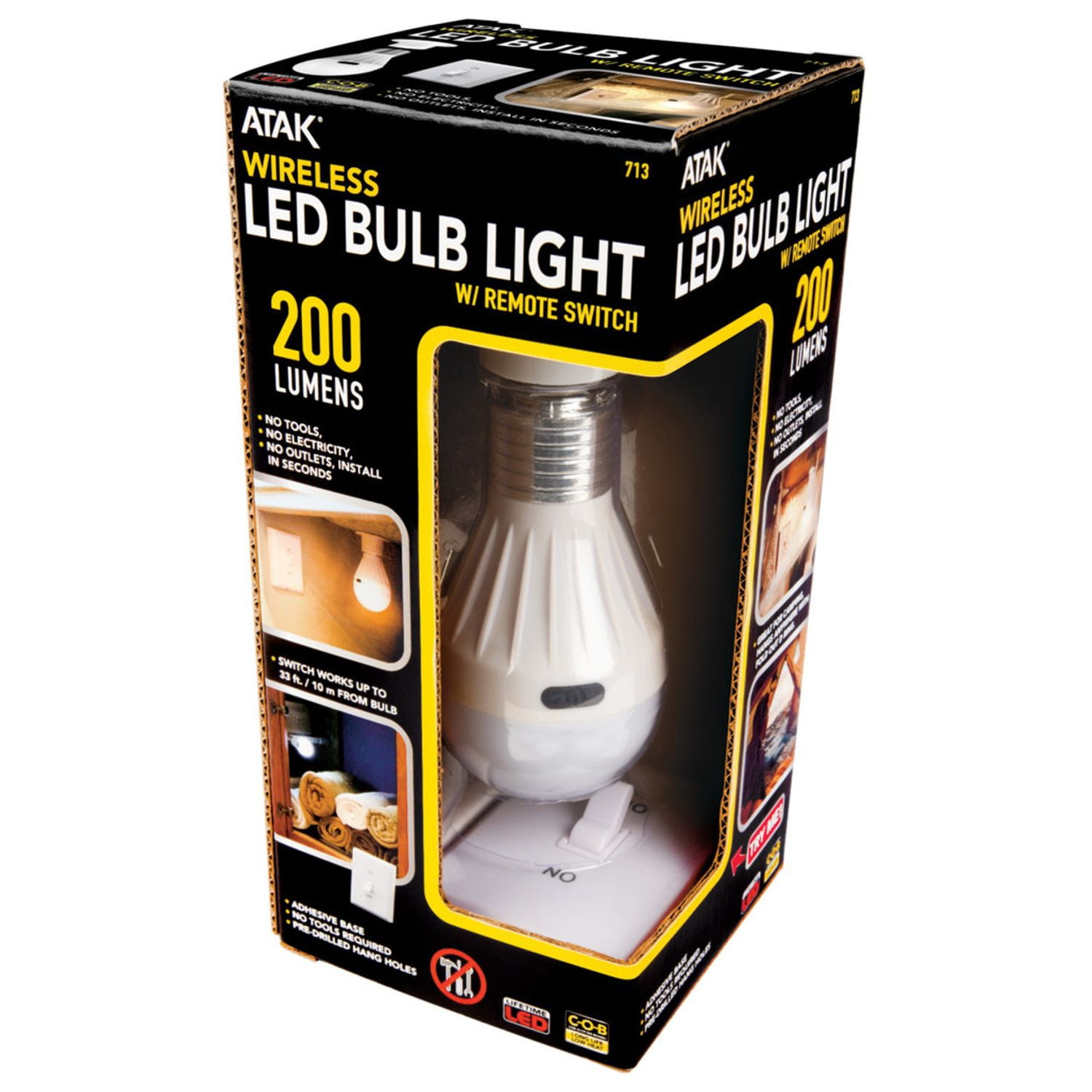 ATAK - Wireless Bulb Light W/Remote (713) - Walmart.com