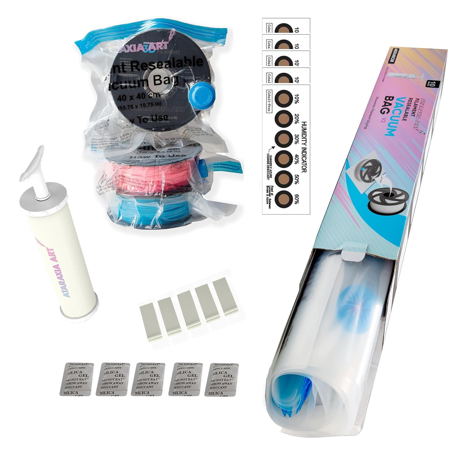 ATARAXIA ART Filament Storage Bags Kit 21pcs,3D Printer Filament PLA ...