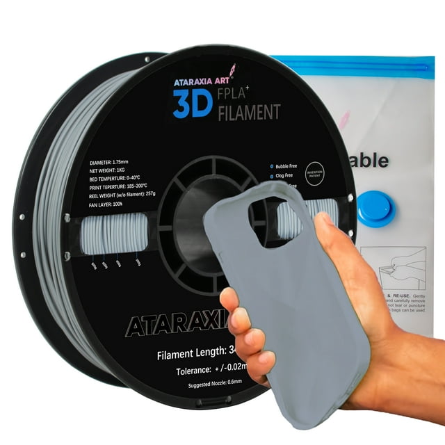 ATARAXIA ART Flexible PLA Filament 1.75mm, 3D Printer Filament,1kg, Better Than TPU, 89A Shore ...