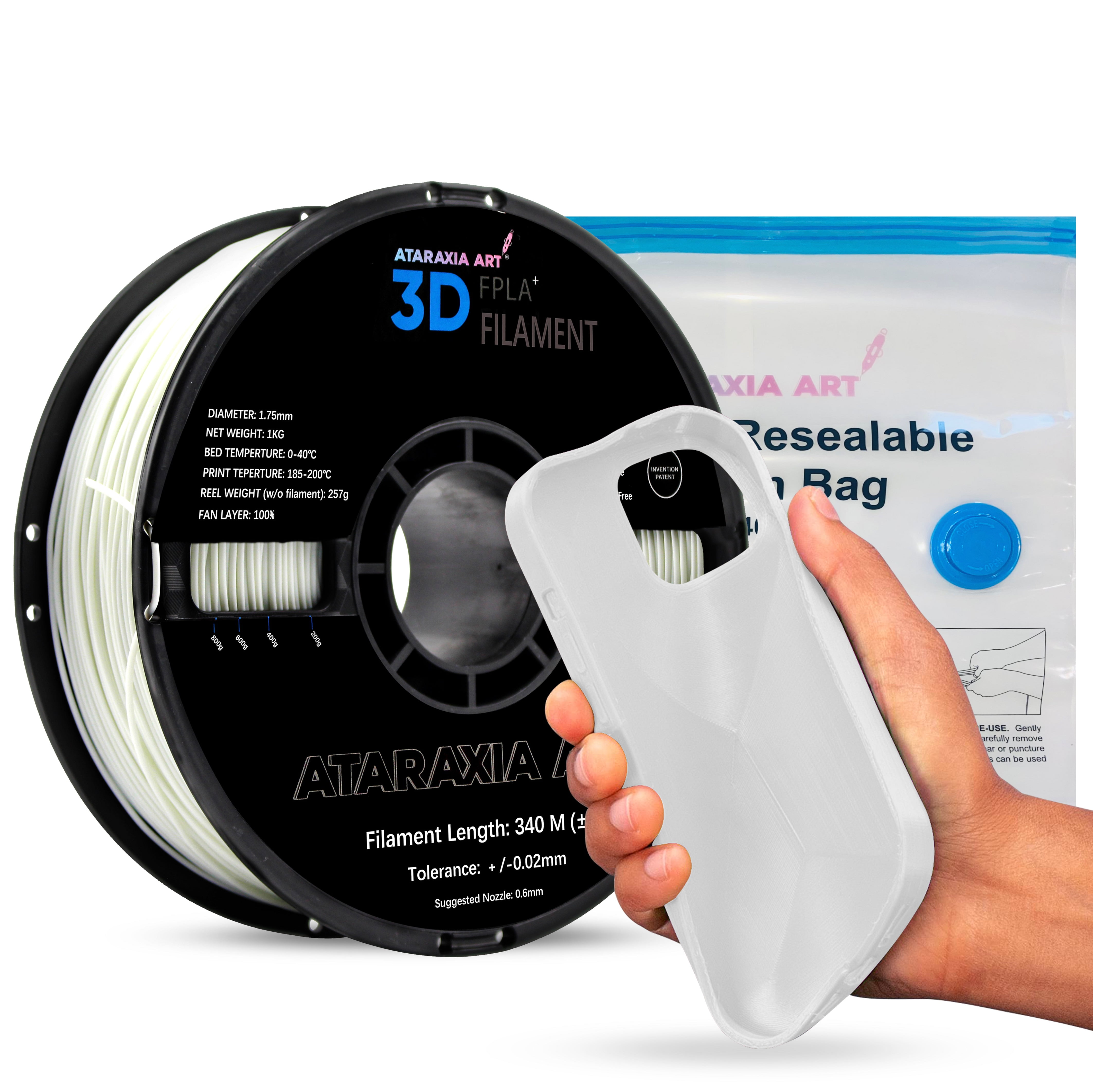 ATARAXIA ART Flexible PLA Filament, 3D Printer Filament, 1kg Neat Winding, Better Than TPU, 89A ...