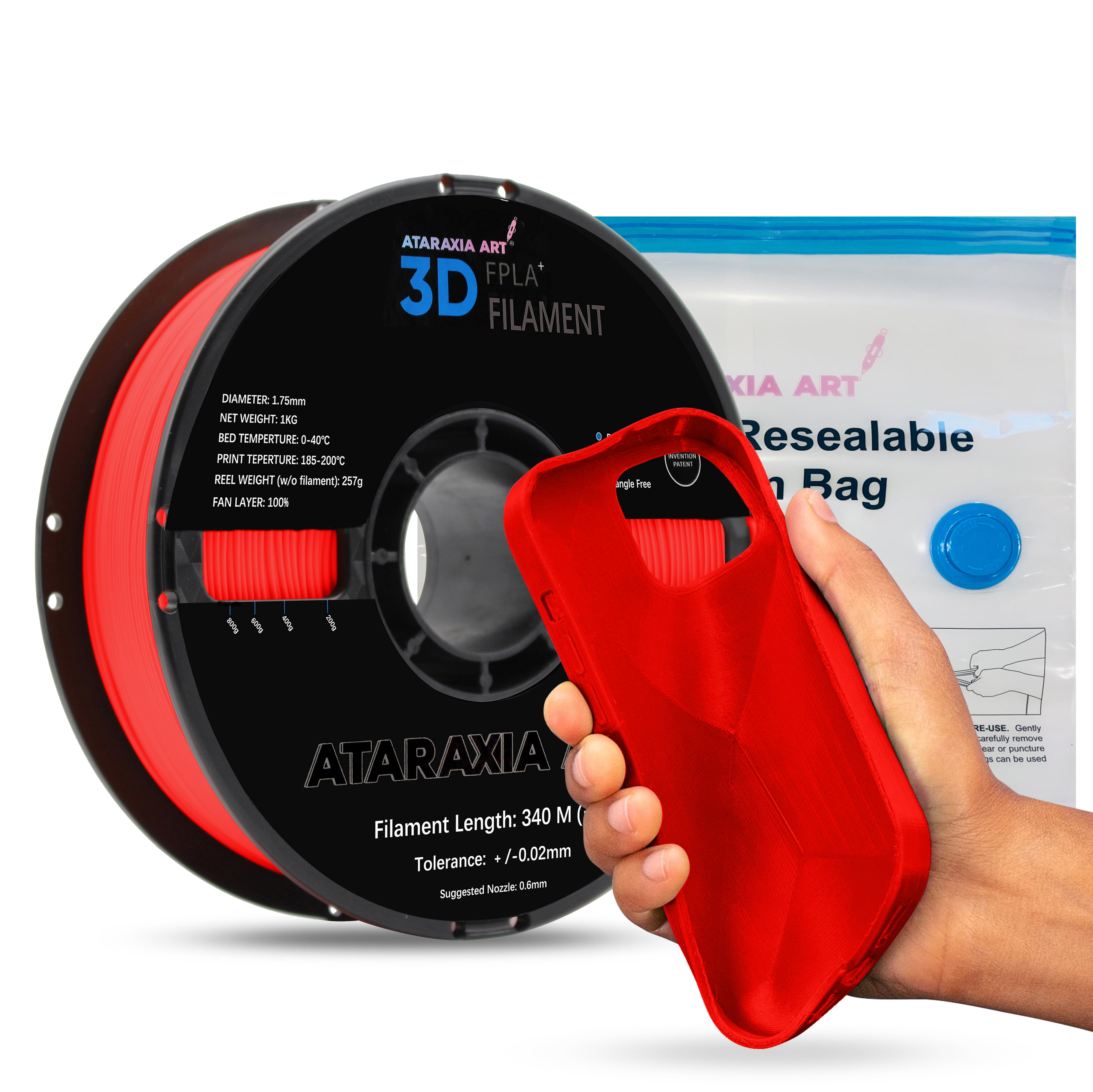 ATARAXIA ART Flexible PLA Filament, PLA Filament 1.75mm, 3D Printer Filament,1kg, Better Than ...