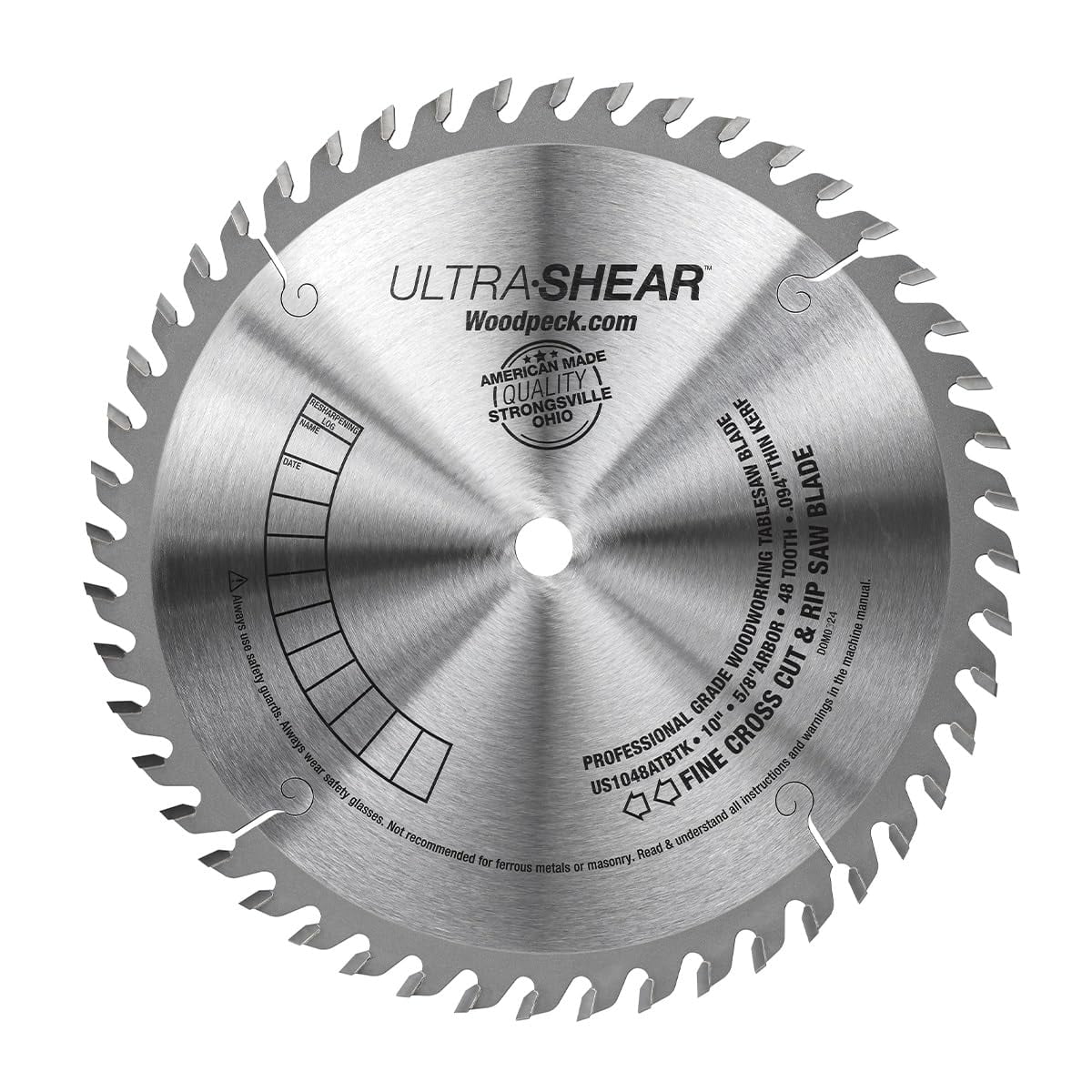 ATB Thin Kerf Combination Table Saw Blade, 10 Inch, 48T, 5/8" Arbor, 3/ ...