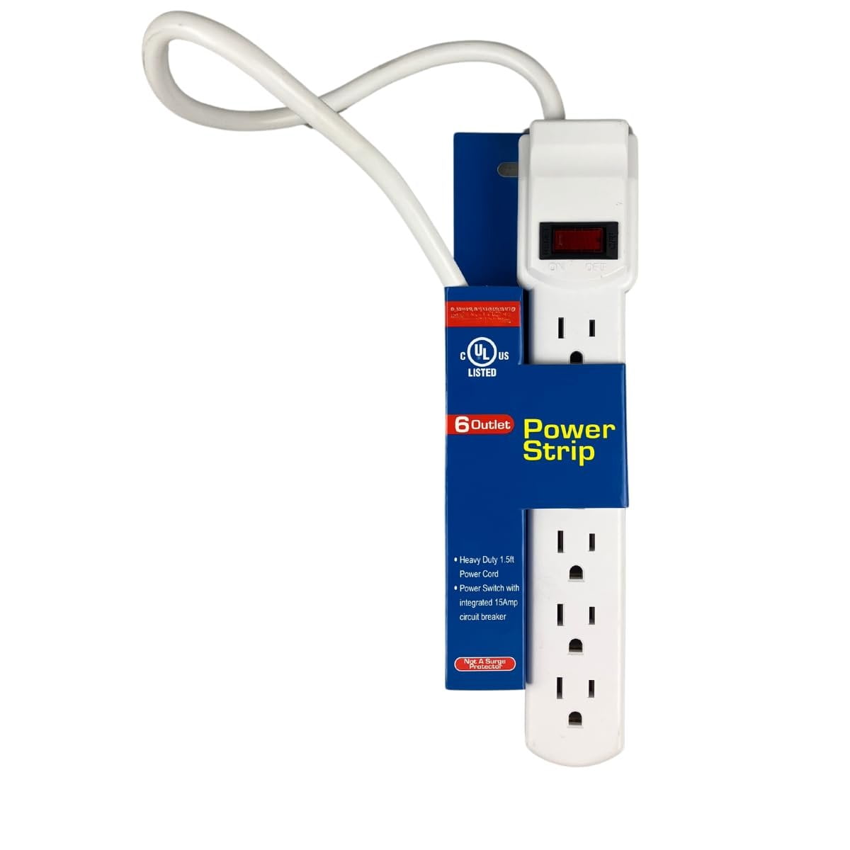 ATC 6-Outlet Power Strip with Circuit Breaker, Heavy Duty 1.5ft Cord ...