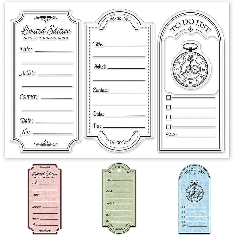 ATC Cards Stamp Frame List Silicone Stamps 6.3x4.3 inch Vintage Border ...